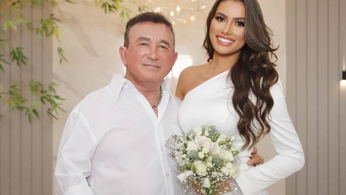 Amado Batista se casa com miss de Mato Grosso 50 anos mais nova