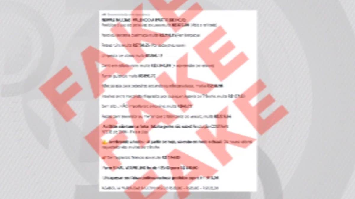 É fake: lista com novos valores de multa e regras de trânsito viraliza ...